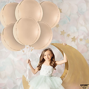 KatchOn, Big 22 Inch Beige Balloons Set - Pack of 6, Cream Balloons | Boho Balloons, Lace Balloons for Neutral Party Decorations, Beige Party Decorations | Ivory Balloons for Bridal Shower Decorations