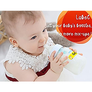 Baby Daycare Bottle Bag Labels, Self-Laminating, Waterproof Write-On Name Stickers, Assorted Sizes & Colors, Pack of 64