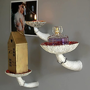 Eaarliyam Wall Shelves, Mushroom Hanging Shelf, Wall Floating Shelf, Resin Storage Shelves Ornaments for Bedroom Living Room Bathroom (Size: M)