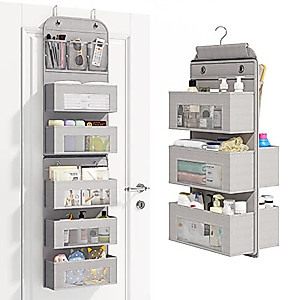 Fixwal Dual Sided Hanging Closet Organizer 6-Shelf Over The Door Organizer Separable Wall Mount Storage for Baby Nursery Bathroom College Dorm Kids Room Pantry Camper RV, Grey