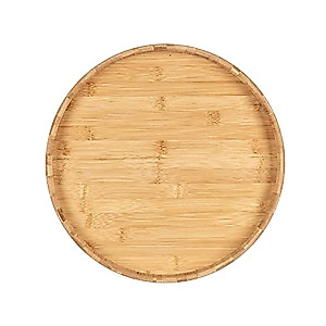 Extra Large Round Serving Tray Without Handle, Bamboo Wood Circle Tray, Decorative Food Tray for Ottoman, Coffee Table, Breakfast, Drinks