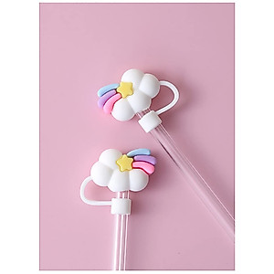4 Pcs Straw Covers Cap for Reusable Straws Cloud Straw Covers Shooting Star Straw Caps Covers Silicone Straw Plugs Reusable Cloud Shape Straw Toppers Protector
