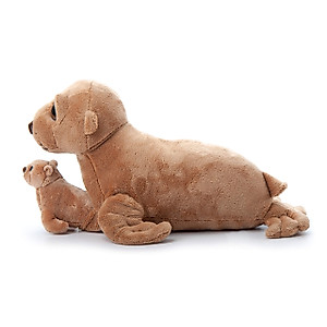 The Petting Zoo Mom and Baby Sea Lion Stuffed Animal, Gifts for Kids, Pocketz Ocean Animals, Sea Lion Plush Toy 14 inches