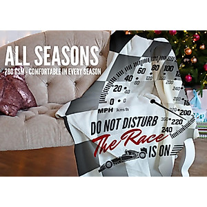 InnoBeta Car Racing Gifts, Cool Speed Racing Car Throw Blanket for Kids Boys 50"x65", Perfect for Sofa Bed Couch, Checkered Flag Racing Speed Blanket