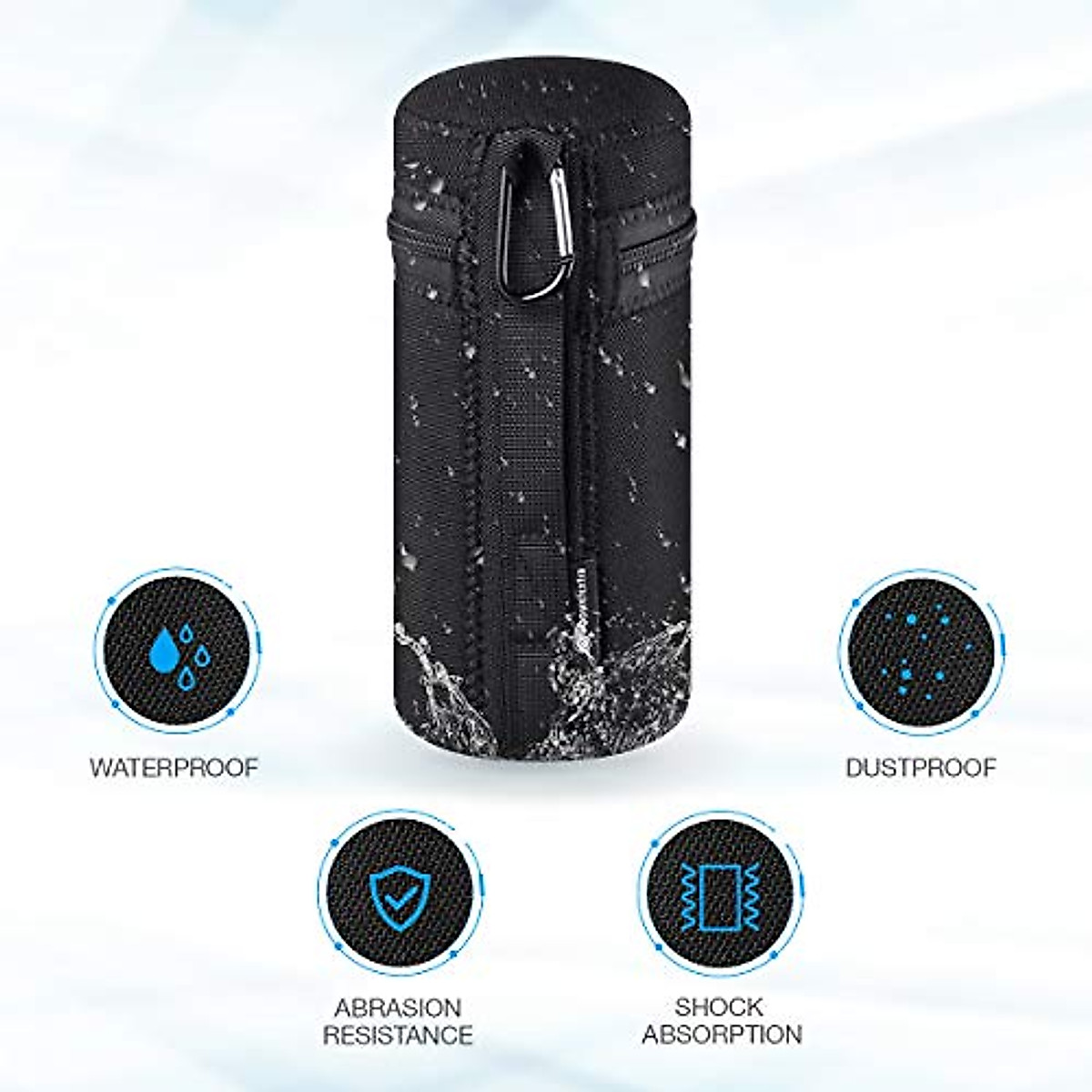 Powerextra 4x Zipper Lens Case Lens Pouch Bag with Thick Protective Neoprene for DSLR Camera Lens Fit for CA Nikon Sony Olympus Panasonic Includes Small Medium Large XL Size