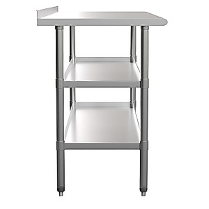 Flash Furniture Randolph Stainless Steel 18 Gauge Work Table with 1.5" Backsplash and 2 Undershelves - 60"W x 24"D x 36"H, NSF