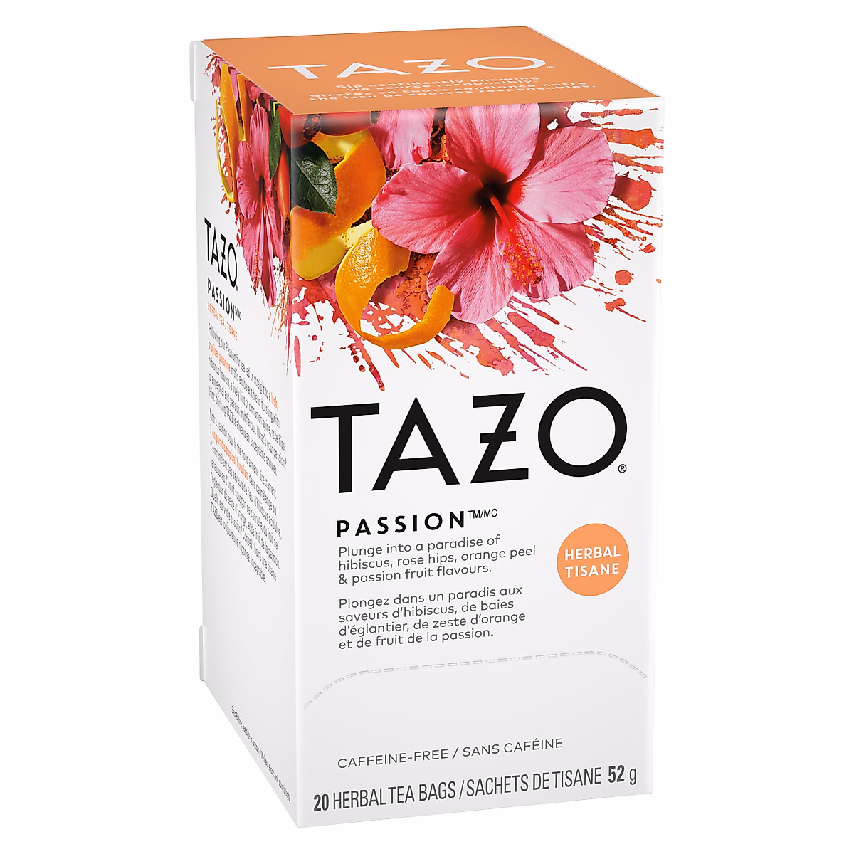 TAZO Passion Herbal Tea Bags, Hot or Iced, Caffeine Free, 20 Total Tea Bags