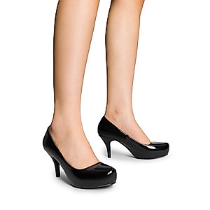 DREAM PAIRS Tiffany Women's New Classic Elegant Versatile Low Stiletto Heel Dress Platform Pumps Shoes,Size 9,Black/Pat,TIFFANNY