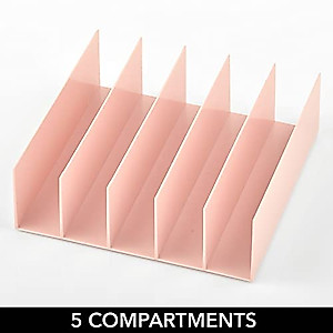 mDesign Plastic Purse Organizer for Bedroom Closet, Shelf Storage - Holds Woman's Purse, Hanging Bag, Zipper Handbag, Tote, Perfect for Space Saving - 5 Sections - Lumiere Collection - Lt Pink/Blush