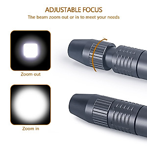 LIGHTFE D12 Zoomable Pen Light, Reusable Medical Pocket Light with Clip, Waterproof and Anti-Drop White Light Penlight Flashlight, Medical Penlight for Nurses, Doctors and Nursing Students