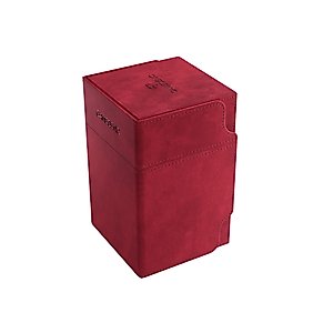 Watchtower 100+ XL Convertible Deck Box | Double-Sleeved Card Storage | Card Game Protector | Nexofyber Surface | Holds Up to 100 Cards | Red Color | Made by Gamegenic (GGS20105ML)