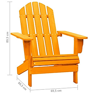 Tidyard Patio Adirondack Chair Solid Fir Wood Orange Outdoor Fire Pit Chair Wooden Garden Armchair for Porch Pool Lawn Deck Backyard Balcony Outdoor