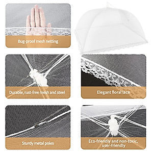 NEPAK 6 Large and Tall Food Covers, 17"x17" Food Tents Food Covers for Outdoors,Pop-up Mesh Food Covers Nets for Outside,Screen Tents,Parties Picnics, BBQ,Reusable and Collapsible