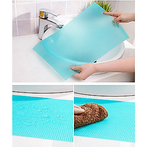 Cafurty 4 Pcs Refrigerator Mats, Fridge Mats Can Be Cut Refrigerator Pads Fridge Pads Vegetable Fruits Fresh Pad Drawer Table Placemats Cabinet Protective Pads Shelves Drawer Mats - Blue