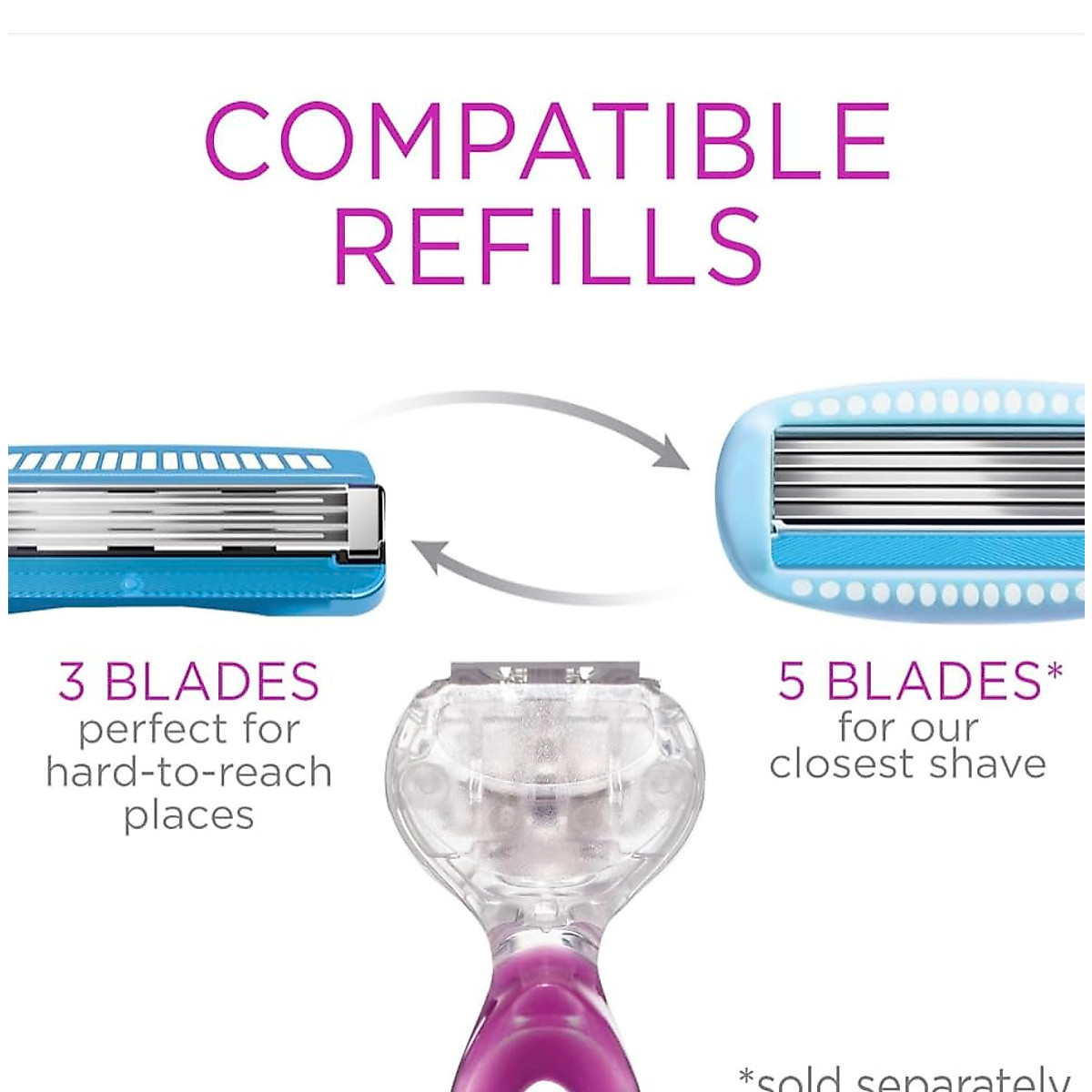 Compatible for Schick Hydro Silk 3 Refill Cartidges for Women, Pack of 20 Cartridges