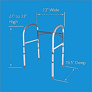 Carex Toilet Safety Rails - Toilet Handles for Elderly and Handicap Toilet Safety Rails, Toilet Safety Frame, Toilet Rails for Elderly and Toilet Bars for Elderly and Disabled