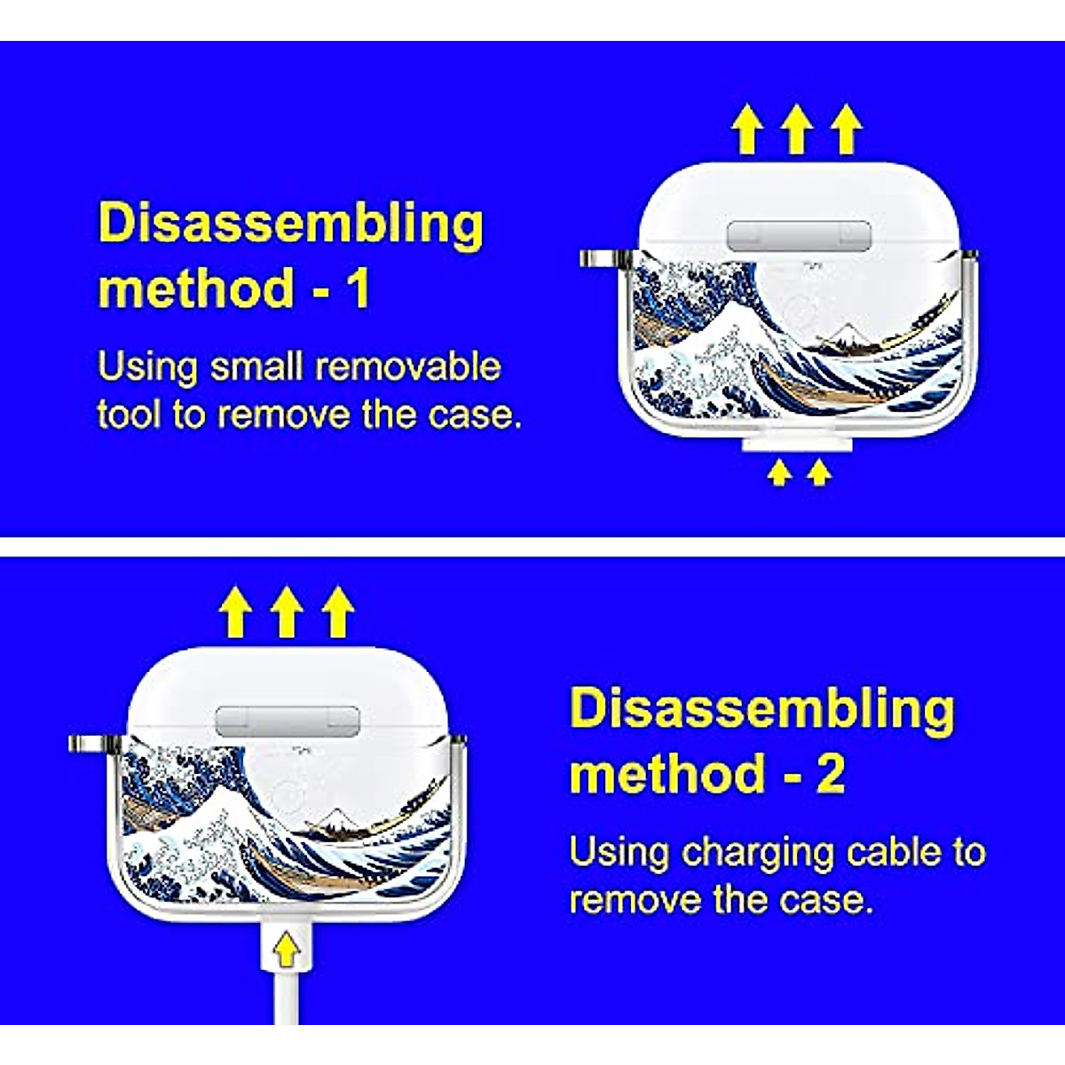 MOSNOVO AirPods Pro Case, Apple AirPods Pro Case, Cool Tokyo Wave Clear Case Design with Luxe Metal Ring Shockproof Protective Cover Case for AirPods Pro