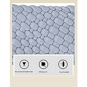 Hereubuy Now Women's Fashion Woven Bag Shopper Hand-Woven Tote Handbags and Purse for Women Ladies Vegan Soft PU Leather Shoulder Bags Large Capacity Underarm (Woven - Light Blue)