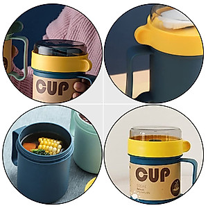 VOSAREA Microwave Soup Mug Lunch Bag Women Coffee Mug 1 Pc Soup Mug with Lid Portable Soup Mug Breakfast Cup Household Milk Cup with Spoon and Handles (500ml) Lunch Bag Women Coffee Mug