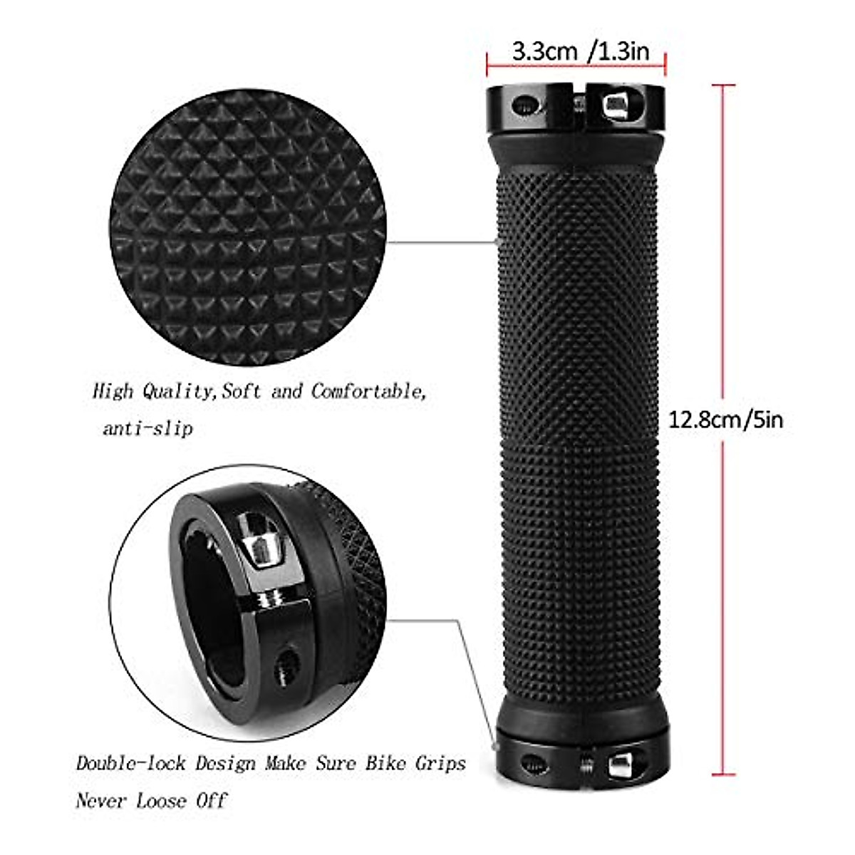 PLATT Bicycle Handle Bar Grips Colorful Rubber Mushroom Grips for BMX/MTB Bikes (2 Pairs) (Purple+end caps)