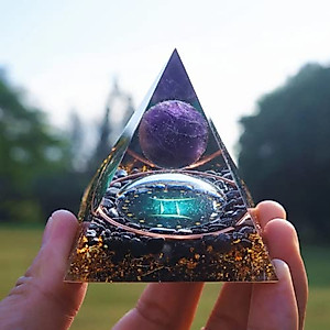 12 Zodiac Orgone Crystal Pyramid, Natural Amethyst with Obsidian,Healing Crystals Pyramid for Protection Chakra, Unique Constellation Pyramid for Positive Energy, Healing Money Health(Gemini)