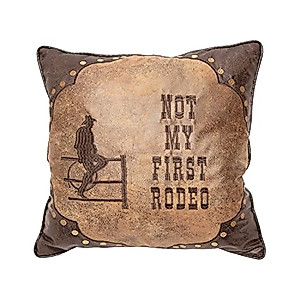 Carstens, Inc. Not My First Rodeo Western 18"x18" Throw Pillow, Brown