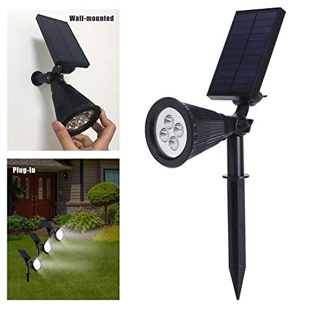 Tnfeeon Solar Lights Outdoor, Solar Powered Landscape Spotlights, BuiltIn LED Lamp Chips for Yard Garden