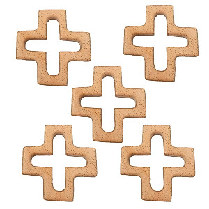 Arakierst 10pcs Organic Wood Cross Pure Natural Animal Shape Beech Wooden Handmade Grasping Pattern DIY Pacifier Chain Pendant