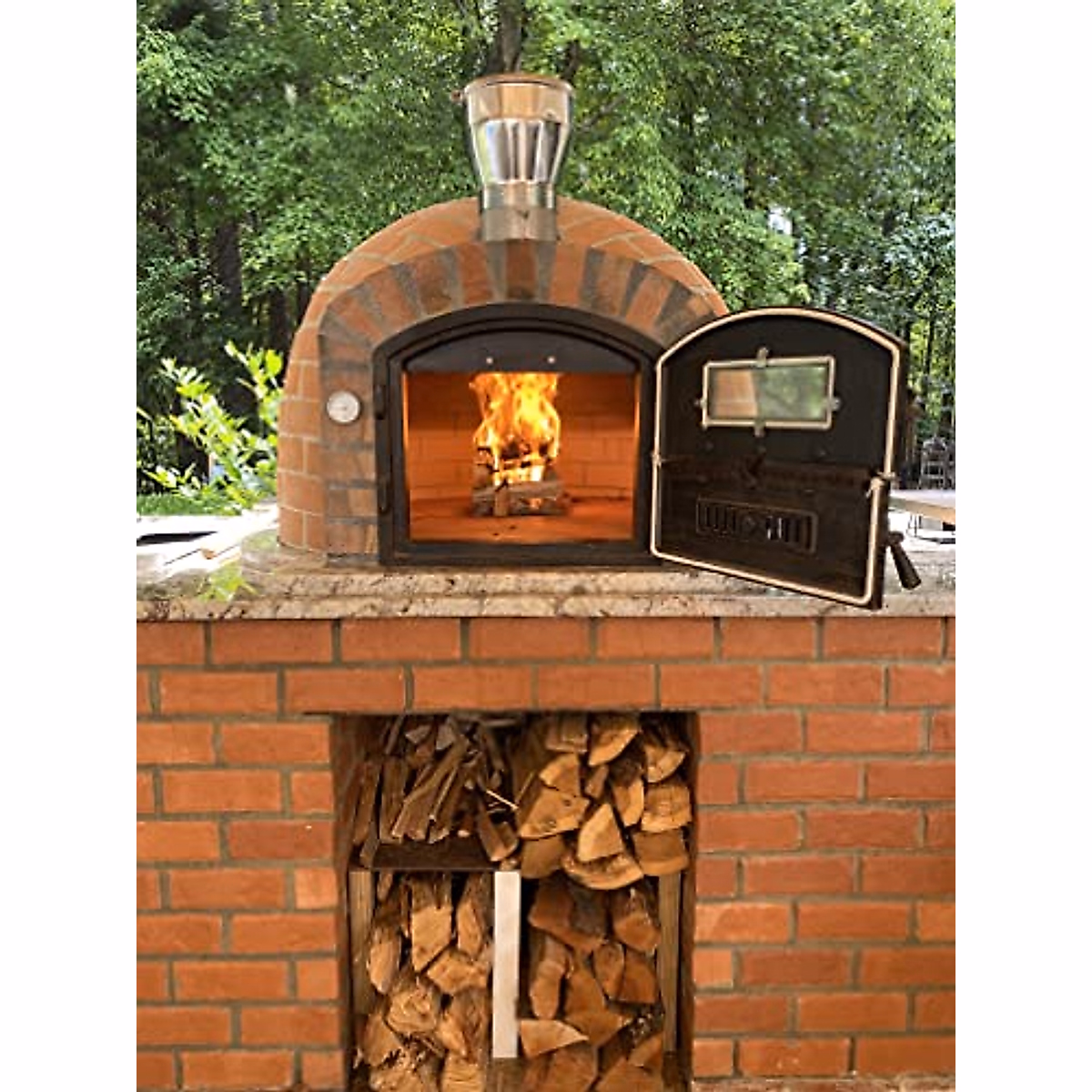 Authentic Pizza Ovens Rustic Lisboa Traditional Brick Premium Pizza Oven, Wood Fire Outdoor Oven