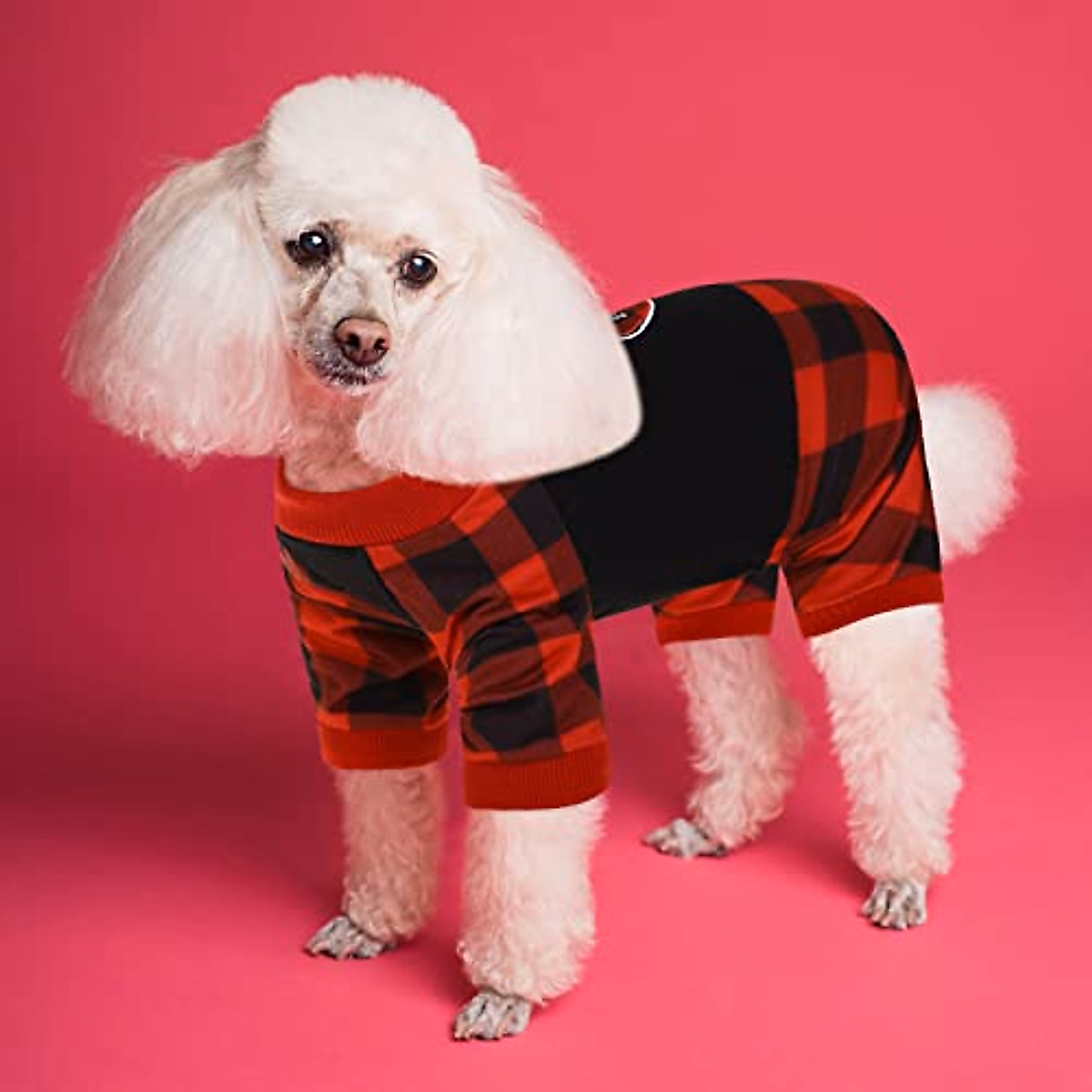 Dog Pajama Soft Dog Onesie Stretchy Pjs Pet Clothes Cat Shirt Outfit for Christmas Eve Costume Heart Reindeer Pattern