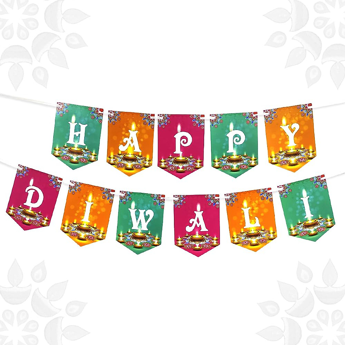 Hying Happy Diwali Banners Diwali Hanging Decorations Indian Deepavali Pennants Backdrop Festival of Lights Party Photo Props Hindu Diwali Party Banner Garlands for Home Diwali Decor Supplies Favor