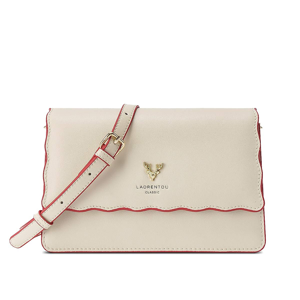 LAORENTOU Cowhide Shoulder Bag for Women Small Crossbody Bag for Women Leather White Purse for Women