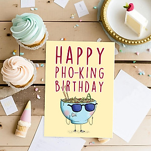 The Letter Bee - Pho Birthday Card, Food Pun Birthday Card, Funny Birthday Card, Funny Brithday Card for Friends, Happy Birthday Card from Him or Her, Funny Card, Pho Card, Ramen Card (Pho)