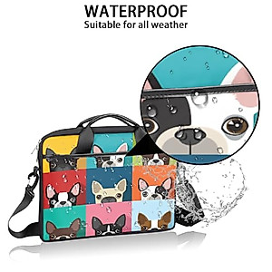 Cute Animal Dogs Laptop Computer Bag Waterproof Shoulder Messenger Bag 13-15 inch Durable Laptop Tote Bag with Shoulder Strap Handle Lightweight Crossbody Briefcase