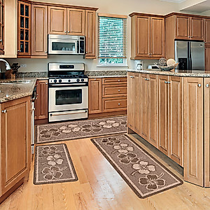 Kitchen Rugs Sets 3 PCS Non Slip Kitchen mats for Floor,Washable Kitchen Runner Rug,Super Absorbent Kitchen mats for Kitchen,Bathroom,Floor,Office,Sink(Brown,19.7"x47.2"+19.7"x31.5"+19.7" x 59")