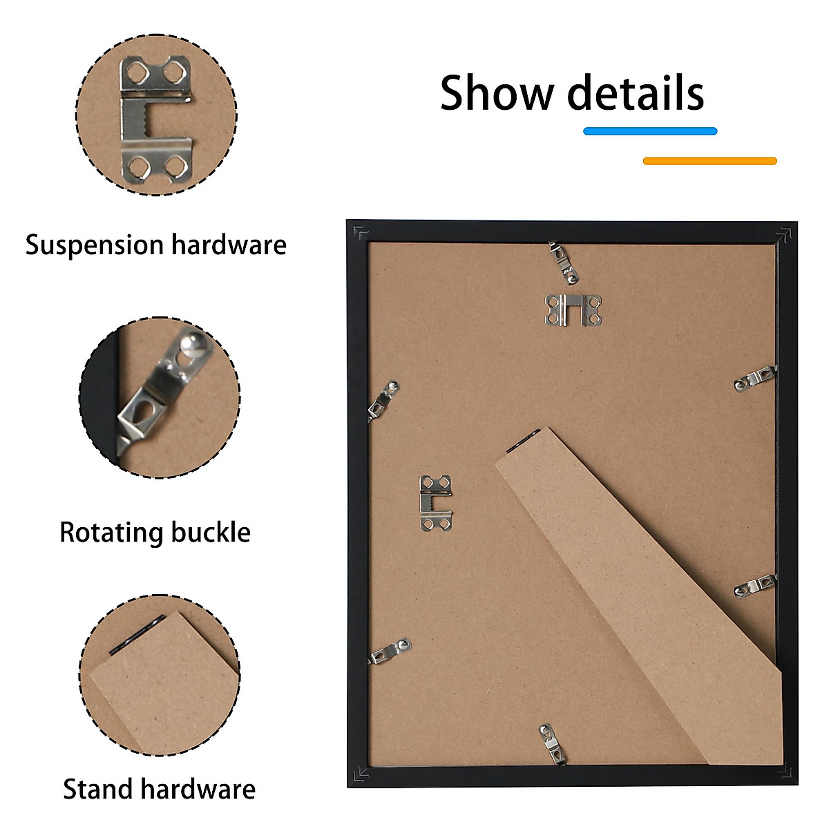 DUENPY 11x14 Collage Picture Frame, 4x6 Collage Picture Frame，Displays Five 4x6 inch Photos, or 11x14 (Without Mat) Available for Horizontal and Vertical Display，Black.