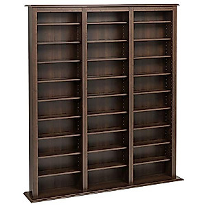 Atlin Designs Modern Wood 64" Triple Media Storage Rack in Espresso