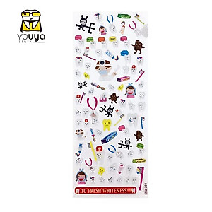 3D Stickers, YOUYA DENTAL Dental Molar Shaped Cartoon Teeth Stickers 12pcs Diffrent Cute Tooth Paper Stickers Plastic Sticker for Dentist Dental Gift Kids Scrapbook (sticker-04)