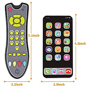 POYAMOC TV Remote Control Toy/Baby Phone Toy Playset/Musical Play with Light and Sound/for 6 Months+ Toddlers Boys or Girls Preschool Education/Three Language Modes: English, French and Spanish (2PCS)