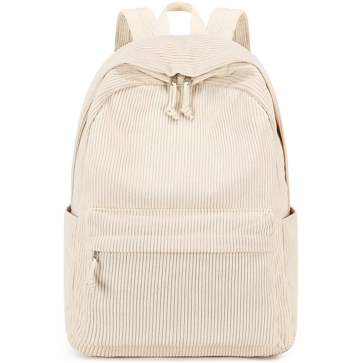 School Backpack for Teen Girls Bookbags Elementary High School Corduroy Laptop Bags Women Travel Daypacks (Beige)