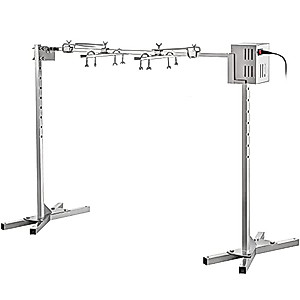 VBENLEM 46‘’ Electric BBQ Rotisserie Grill Kit, 125LB Pig Spit Rotisserie Grill, 45W Rotisserie Motor and Height Adjustable for Pig Rotisserie Lamb Outdoor Party Campfire Barbecue