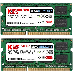 Komputerbay MACMEMORY 16GB (2x8GB) DDR3 / DDR3L 1600MHz SODIMM PC3L-12800 2Rx8 Dual Rank 1.35V CL11 204-Pin Non-ECC Unbuffered Notebook Laptop RAM Memory Upgrade Kit