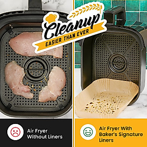 Air Fryer Liners for Ninja Foodi Dual – 120Pcs Disposable Parchment Paper for Ninja DZ201 DZ401, Instant Pot Vortex Plus, PowerXL Vortex – Non-Stick and Oil Proof for Easy Cleanup by Baker's Signature