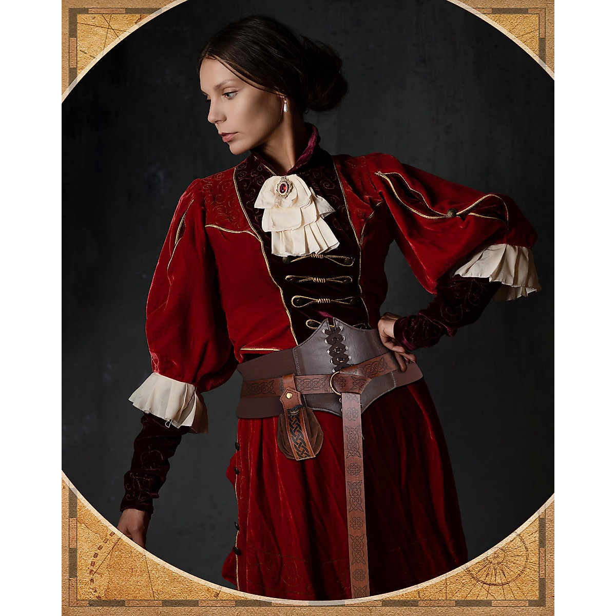 Jiuguva Women's Renaissance Corset Waist Belt Medieval Viking Belt Medieval Leather Belt Pouch Costume Accessories