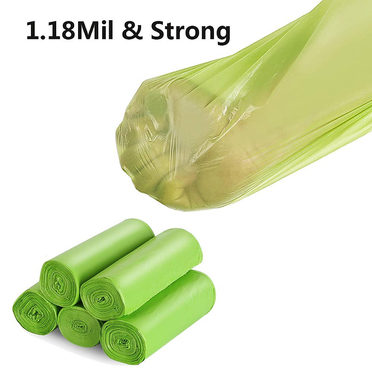 13-15 Gallon Trash Bags Plant Based Garbage Bags Recycling Unscented Tall Kitchen Trash Bags for Kitchen, Yard, Lawn,Office(75 Counts, Green)