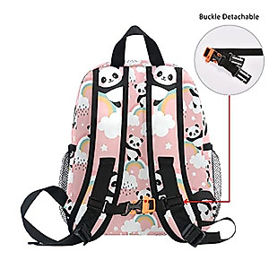 Glaphy Kid's Backpack Panda Cloud Rainbow Pink Toddler Backpack for Daycare Travel, Preschool Bookbags for Boys Girls