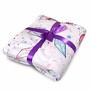 Girl's Dragon, Unicorn Fairy Baby Blanket | 30x40 Inches | Soft Minky Purple Fleece | Unique Baby Gift