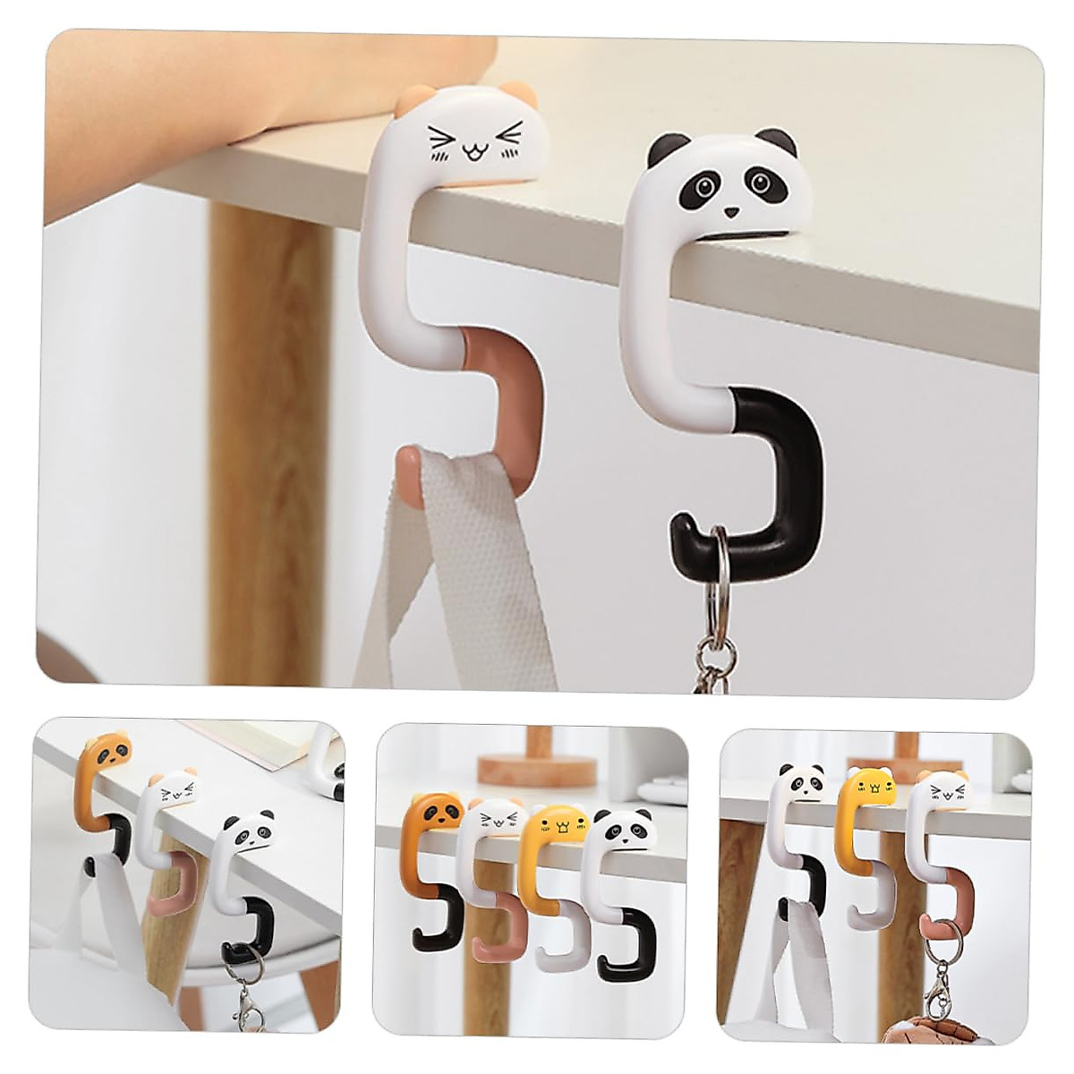 STOBAZA 4pcs Cartoon Animal Desktop Hook Desk Office Bag Hook Nail Handbag Hook Holder Plastic Reusable Hooks Heavy Duty Hangers Tote Multi-Function Hooks Abs Hanger Rack Non-Slip Student