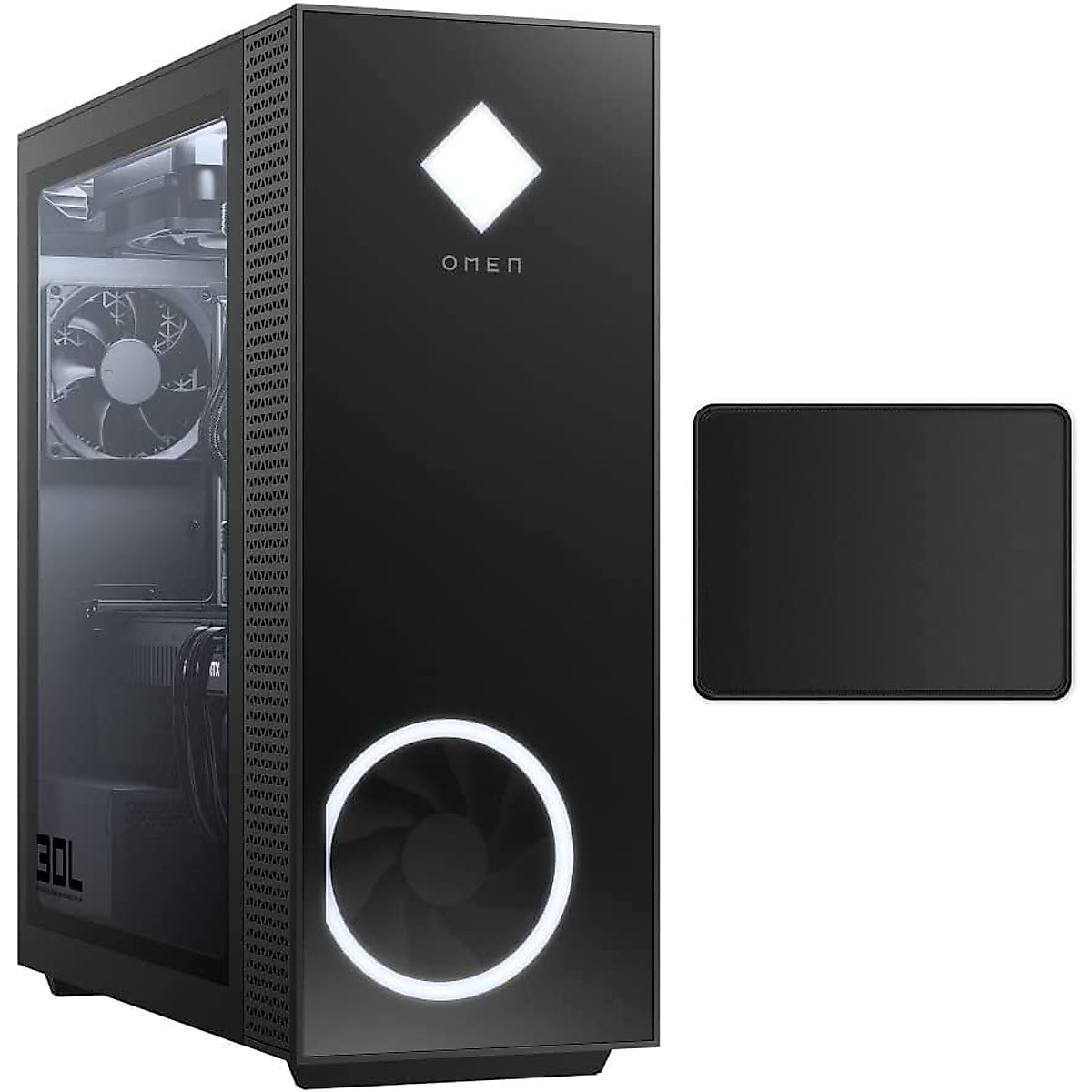 HP OMEN Gaming Premium Desktop | AMD Ryzen 5 5600G 6-Core Upto 3.9GHz 16GB RAM 1TB SSD Radeon RX 6600XT Windows 11 Home Keyboard and Mouse with Pad Bundle Black