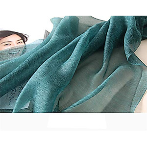 Alysee Women Soft Warm Silk&Wool Mixed Embroidered Scarf Shawl Headwrap Cyan